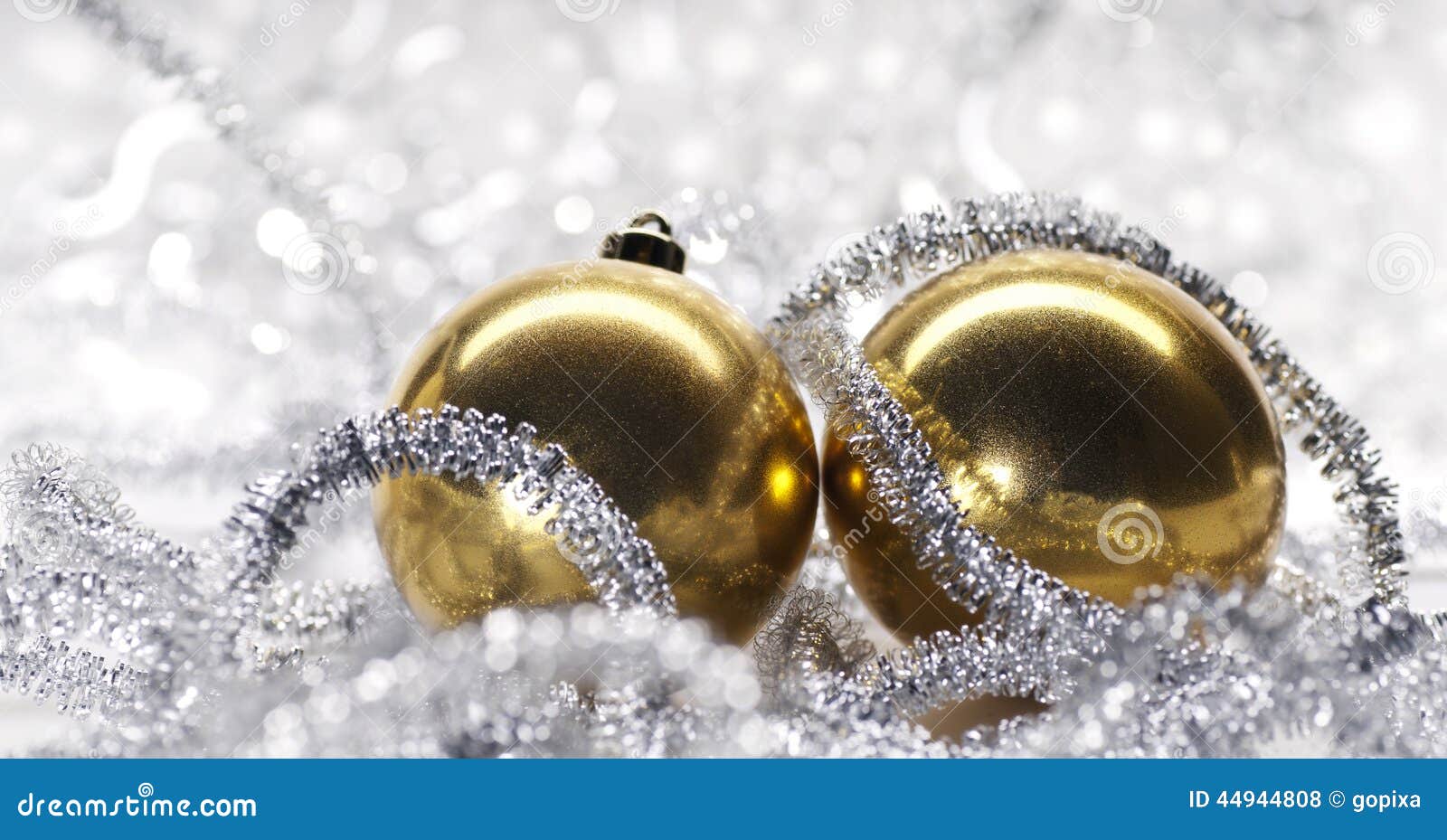 Two Golden Christmas Baubles Stock Photo - Image of bokeh, shiny: 44944808