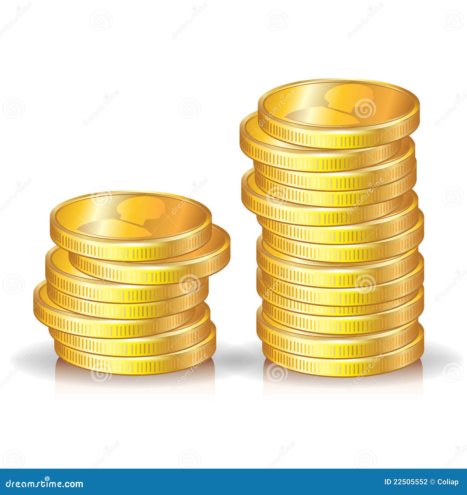 Two golden coins stacks stock vector. Illustration of saving - 22505552