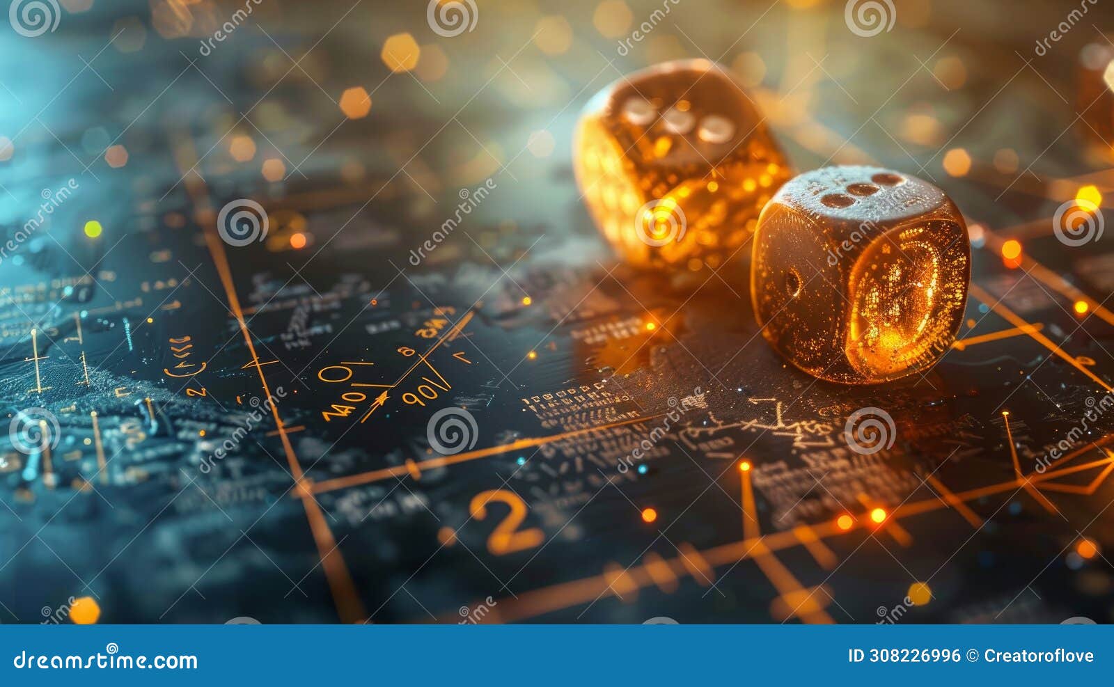 Two Golden Dices on Mathematical Surface Stock Illustration ...