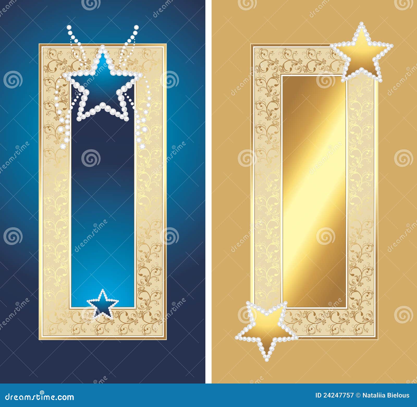 Two Golden Frames With Shining Stars Stock Vector - Illustration of ...