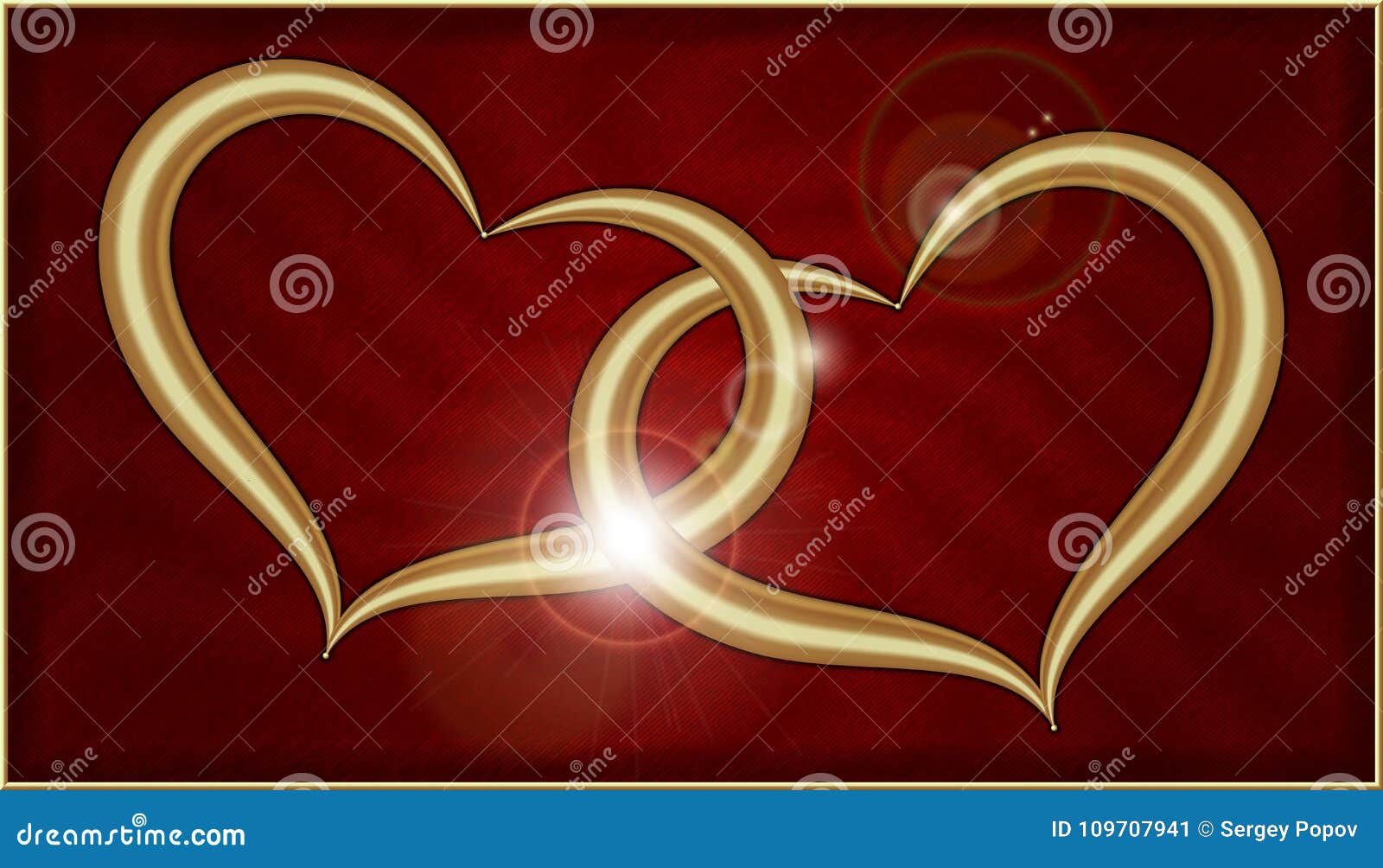 Two Golden Hearts on Red Velvet Stock Vector - Illustration of interior ...