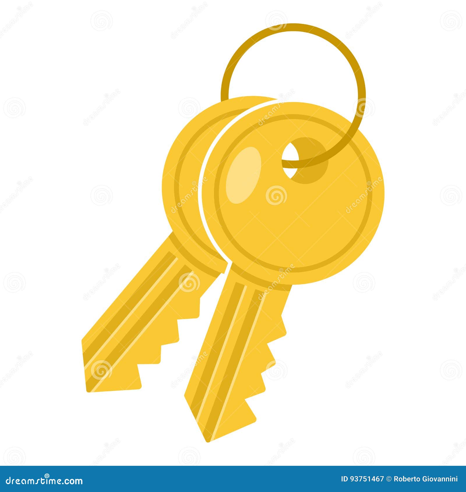 Two Golden Keys Flat Icon Isolated on White Stock Vector - Illustration ...