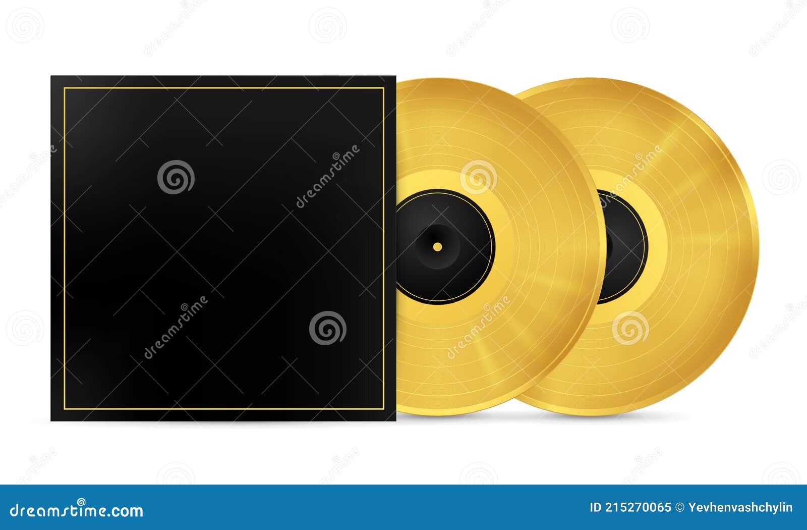 Two Golden Musical Vinyl Record in an Envelope. Vector Image on White ...