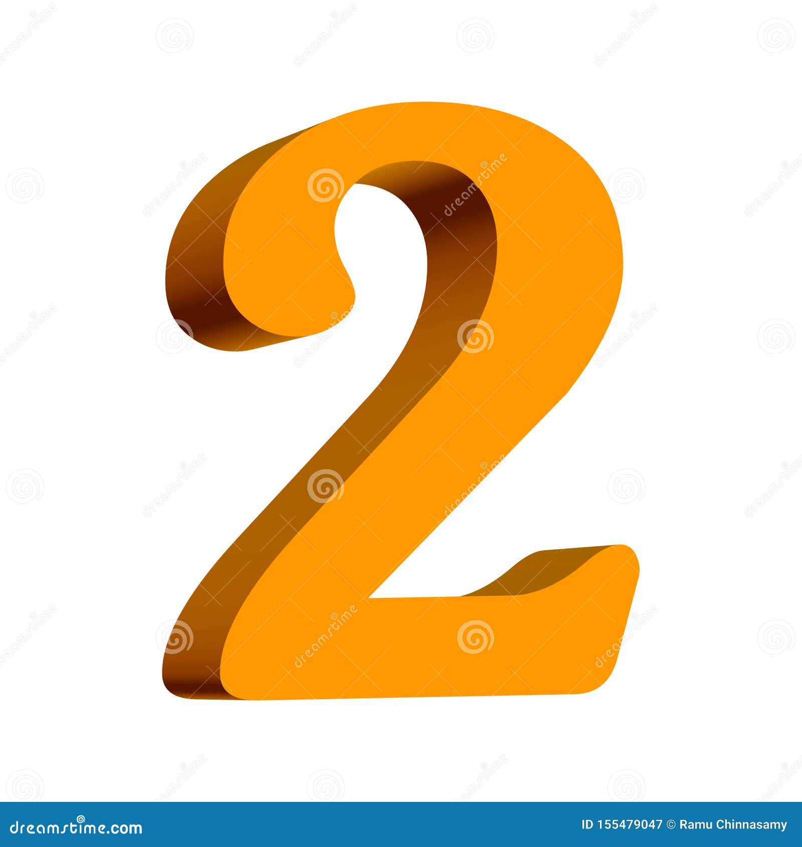 Number 2 Second . Realistic 3D Origami Effect Isolated. Figure Of ...