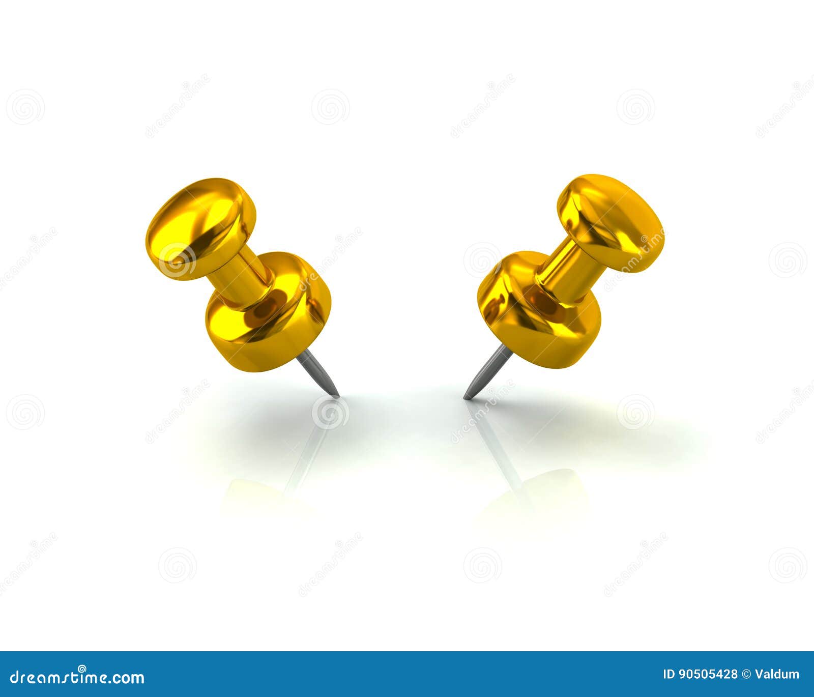 Two golden push pins stock illustration. Illustration of needle - 90505428
