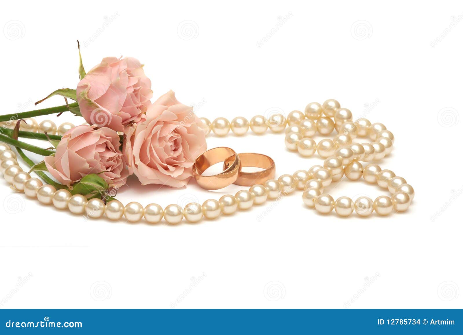 Two Golden Rings, Pearls and Flowers Stock Photo - Image of ring ...