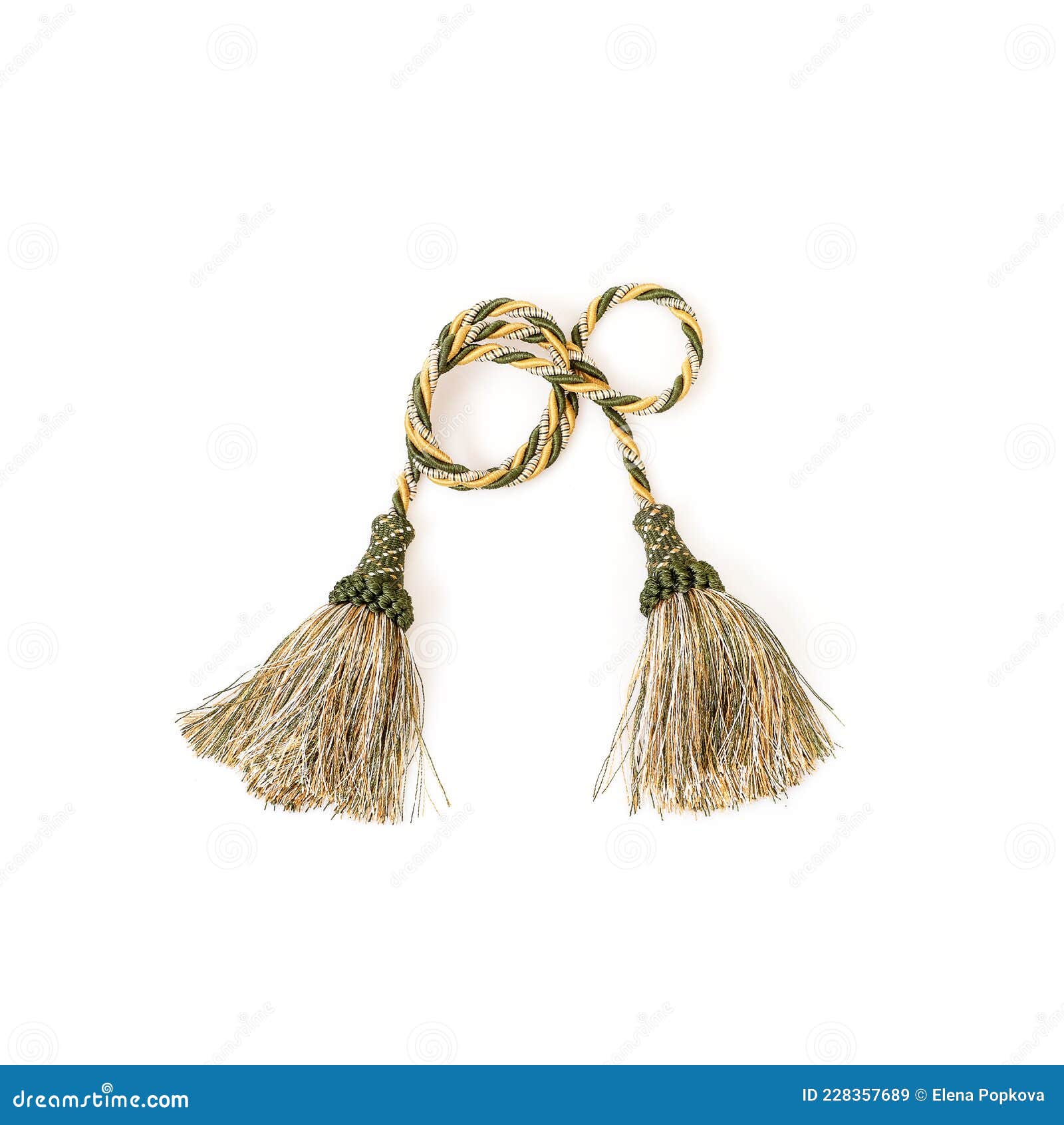Two Golden Silk Tassels Isolated on White Background for Creating ...