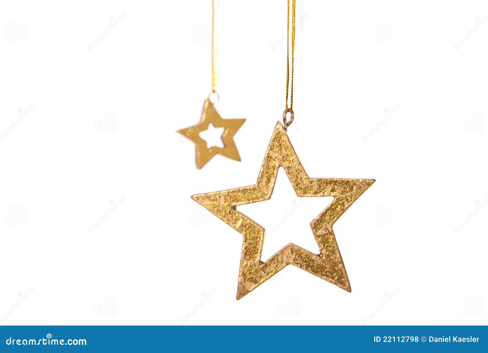 Two Golden Stars Christmas Decoration Stock Photo - Image of background ...