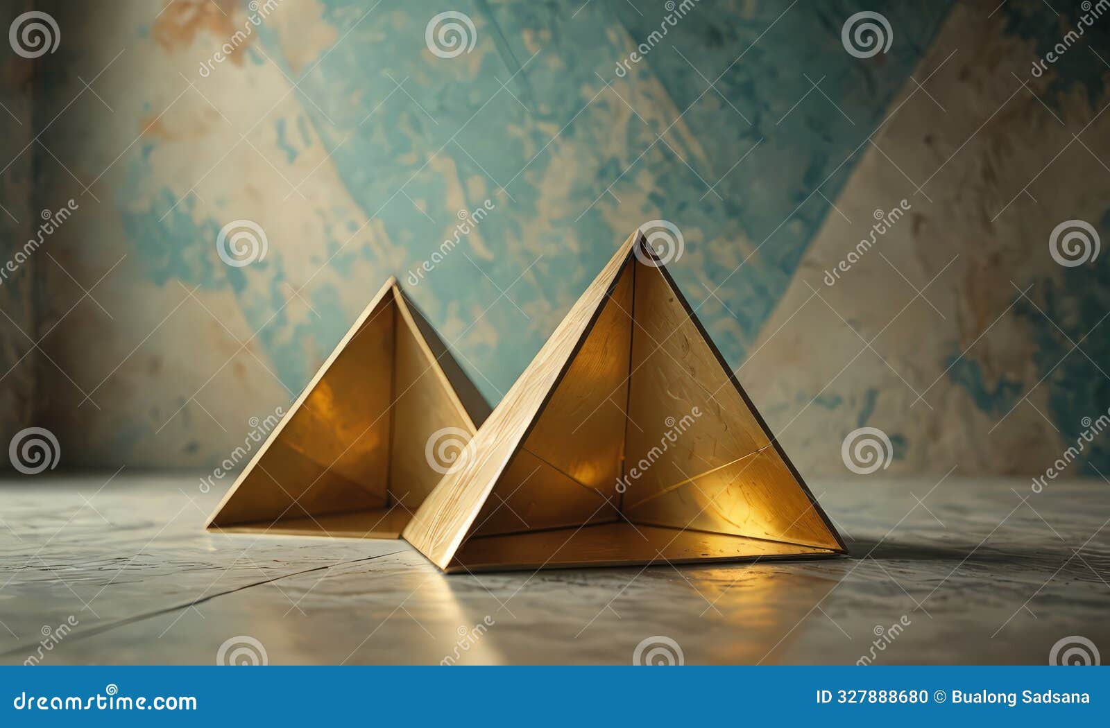 3d Golden Triangular Pyramid Yellow With Shadow Logo Vector ...