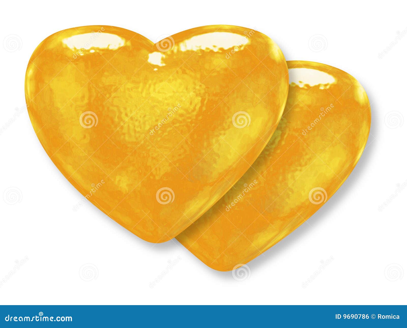 Two Golden Yellow Pattern Hearts Stock Illustration - Illustration of ...