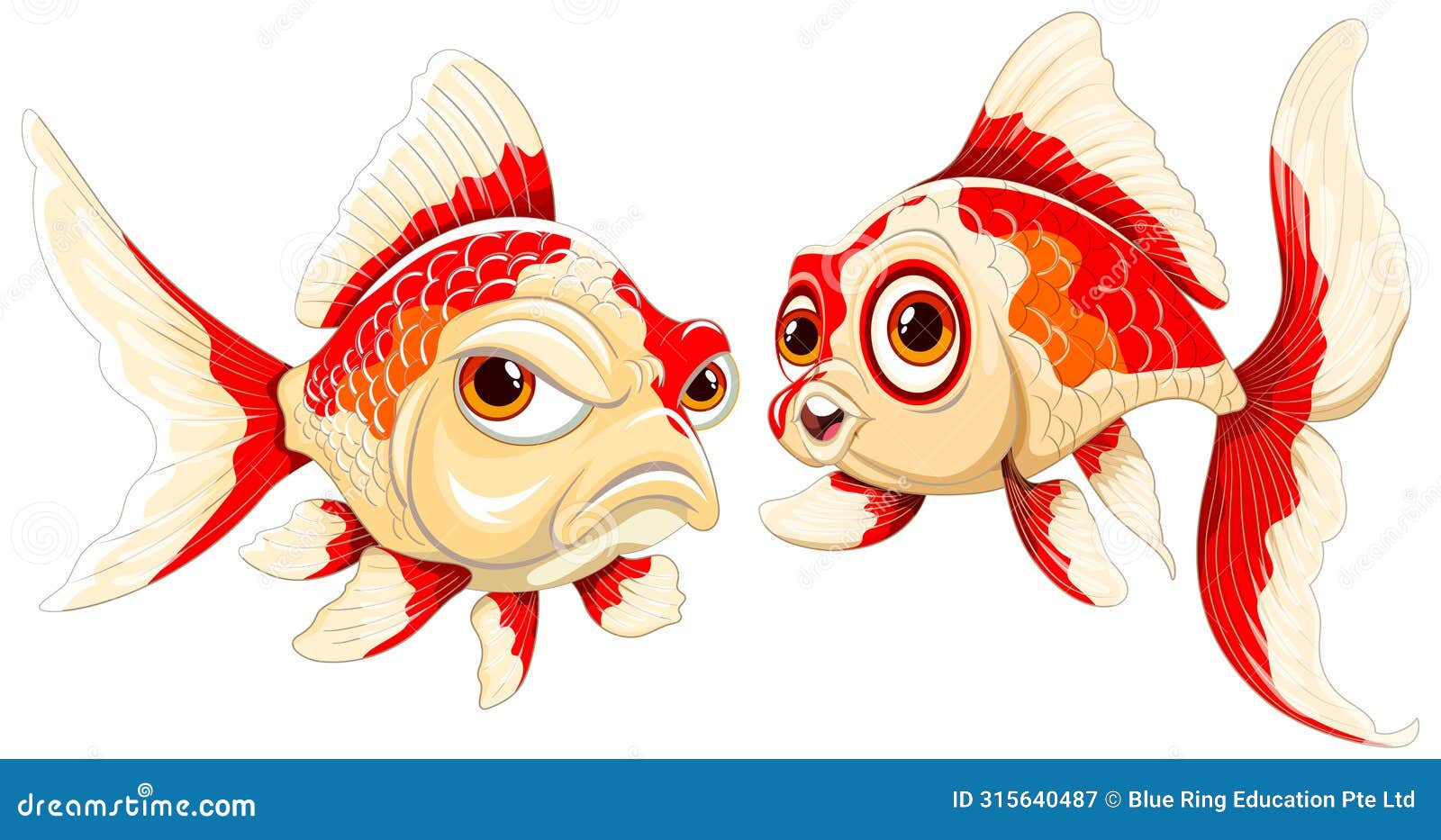 Two Goldfish Interacting in a White Space Stock Vector - Illustration ...