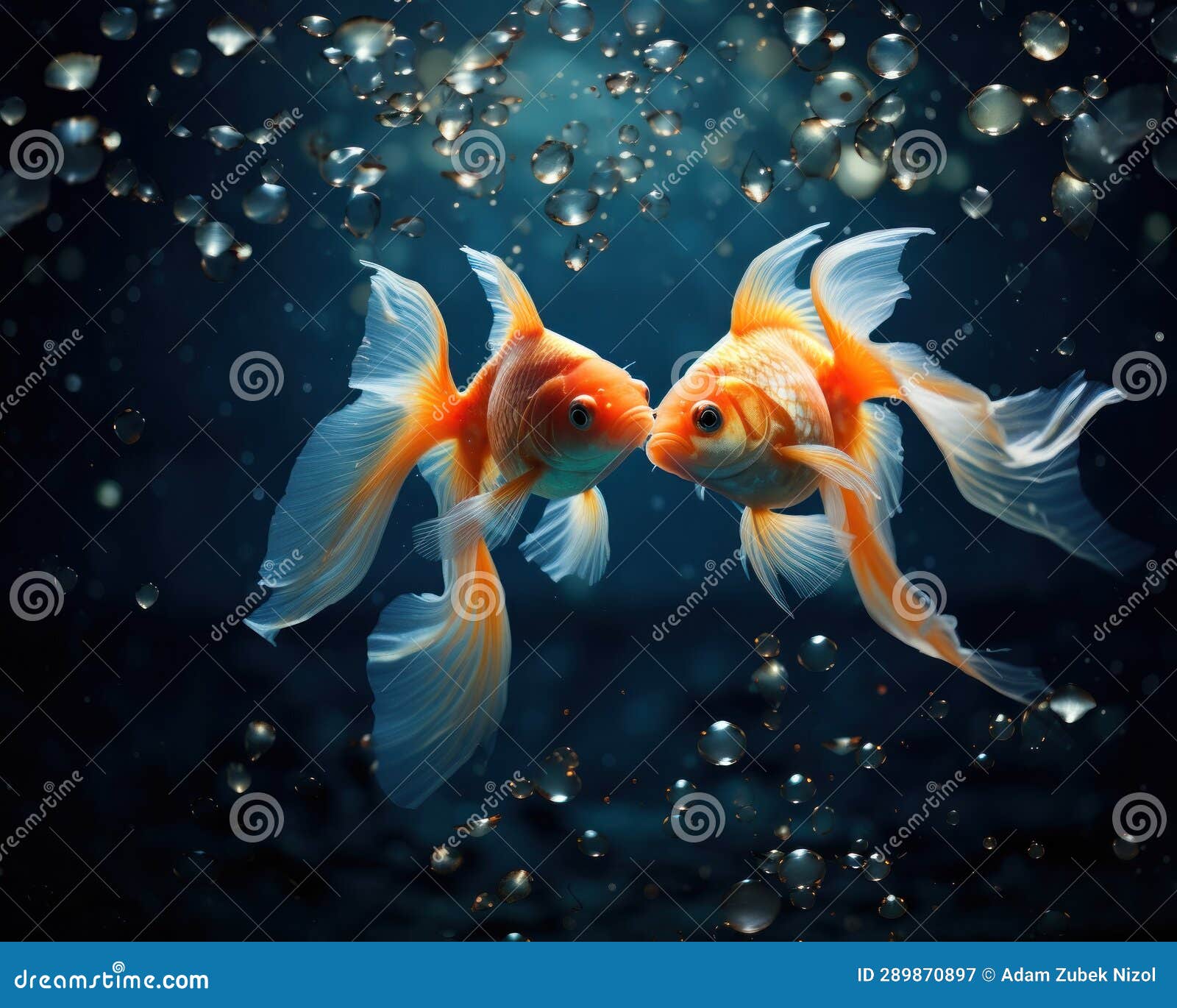 Two Goldfish Kissing Each Other Stock Illustration - Illustration of ...