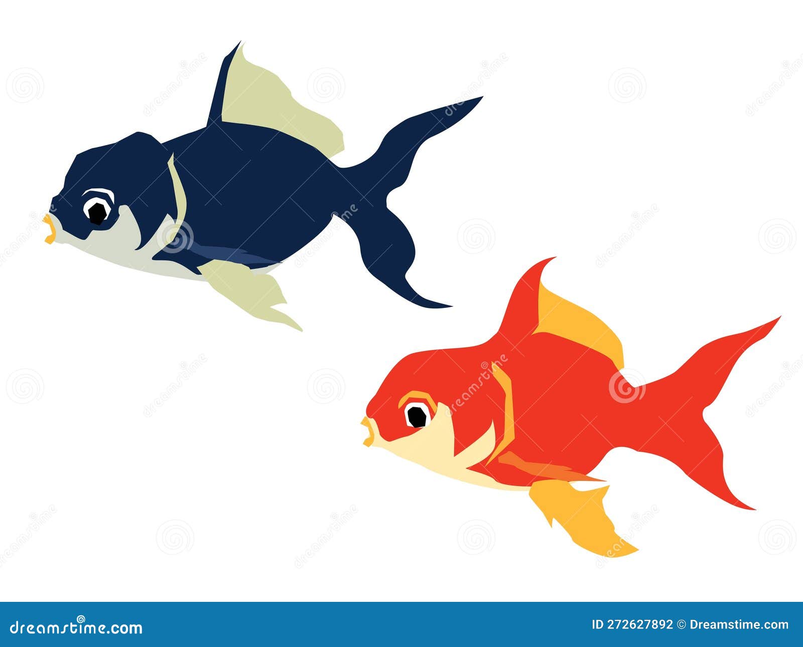 Two Goldfishes of Red and Black Stock Vector - Illustration of animal ...