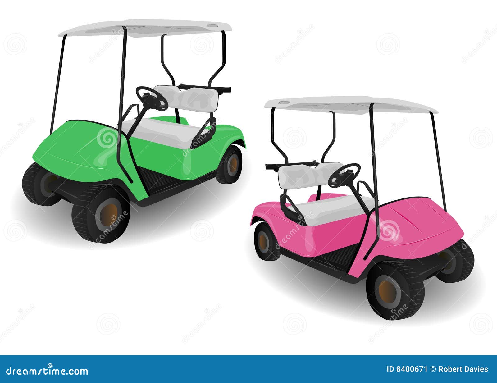 Two Golf Cart Buggies Illustrations Stock Vector - Illustration of ...