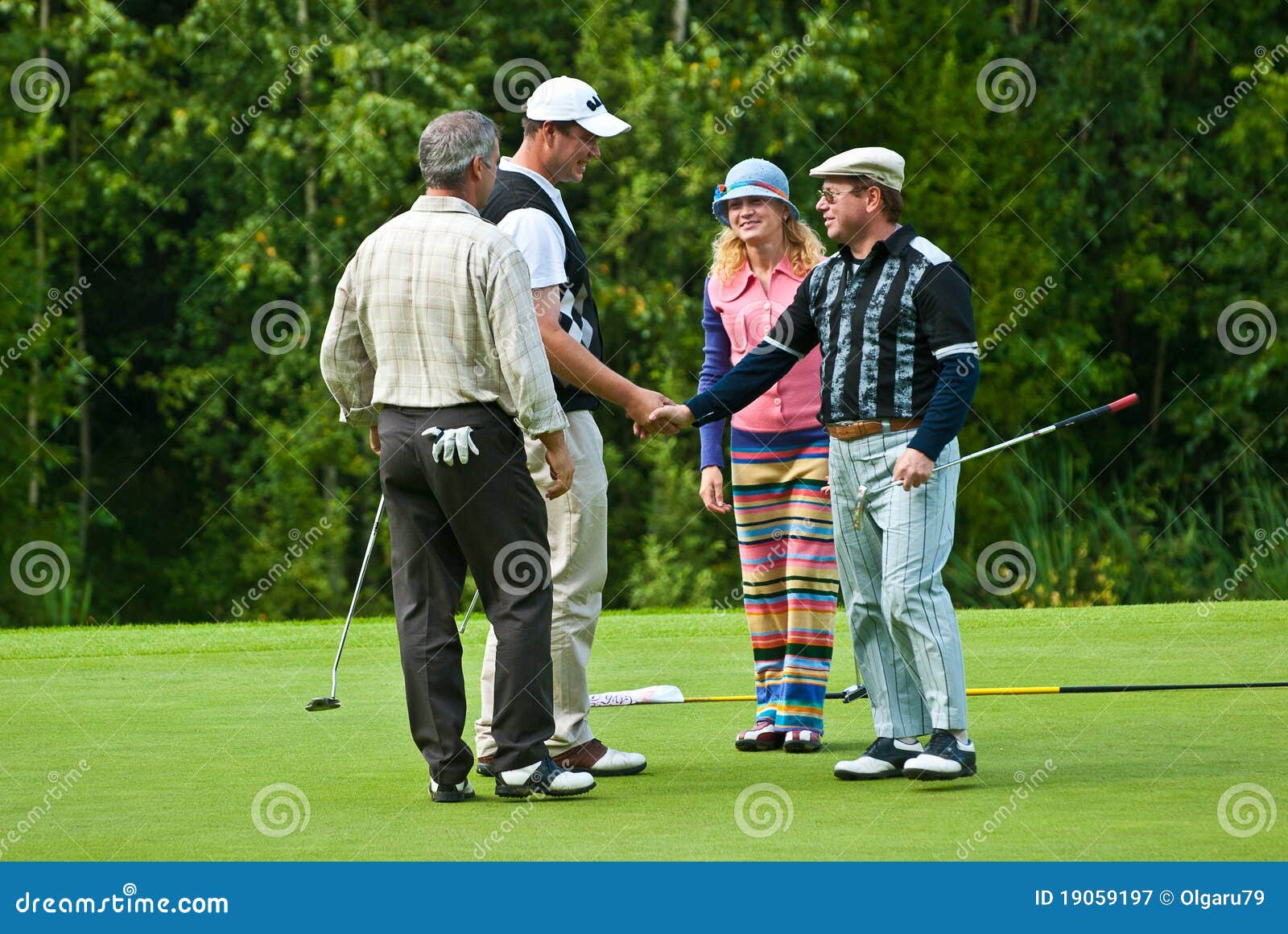Two Golfers Shake Hands on Golf Feeld Editorial Photography - Image of ...