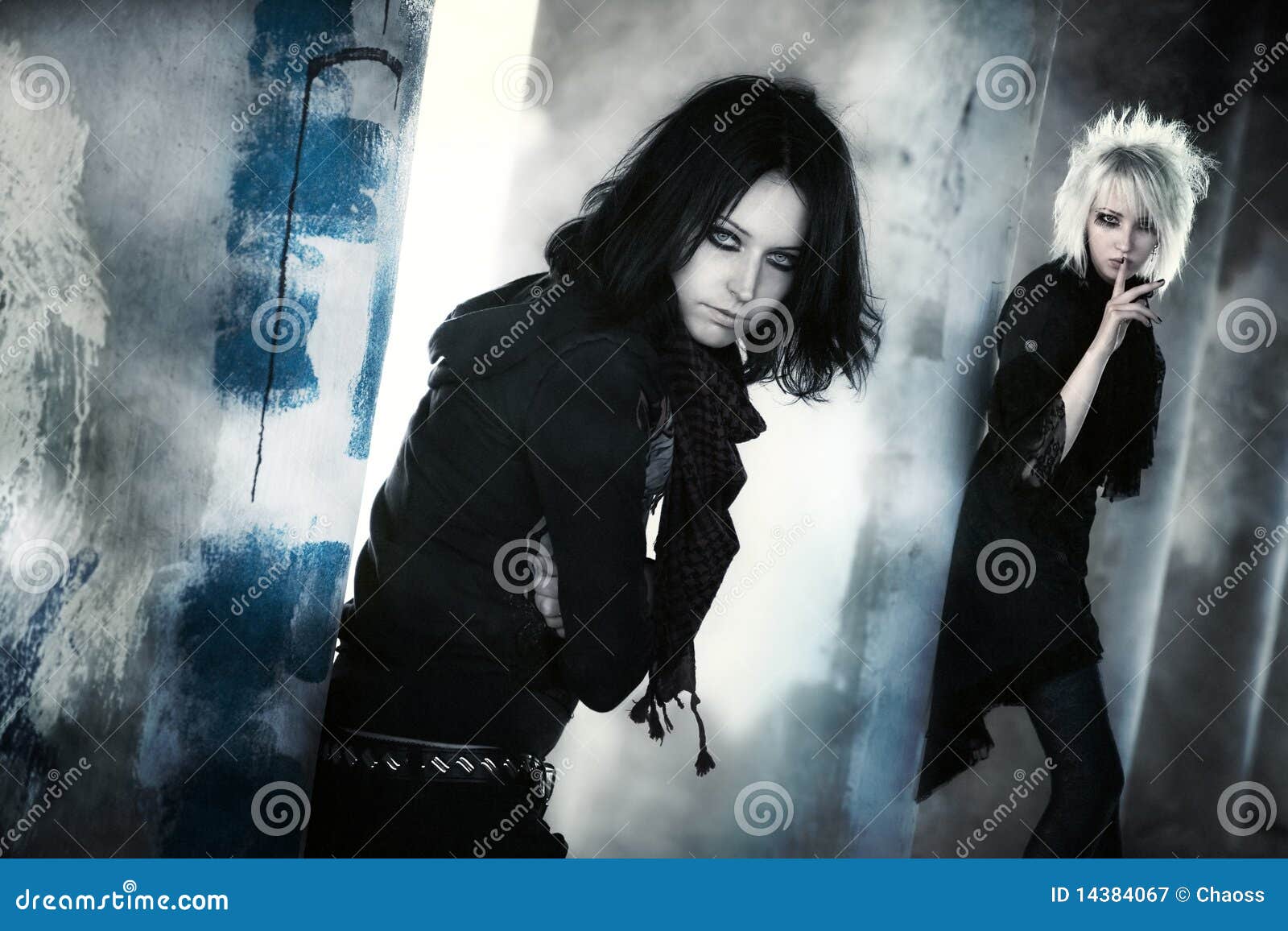 Two Goth Women at the Columns Stock Image - Image of female, urban ...