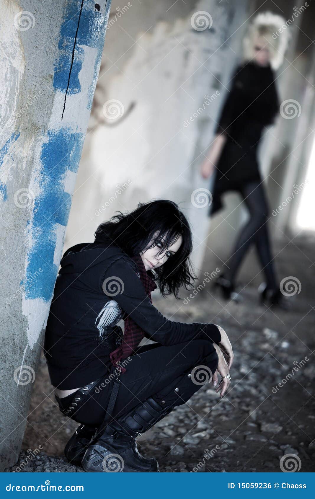 Two Goth Women at the Columns Stock Photo - Image of fashion, slim ...