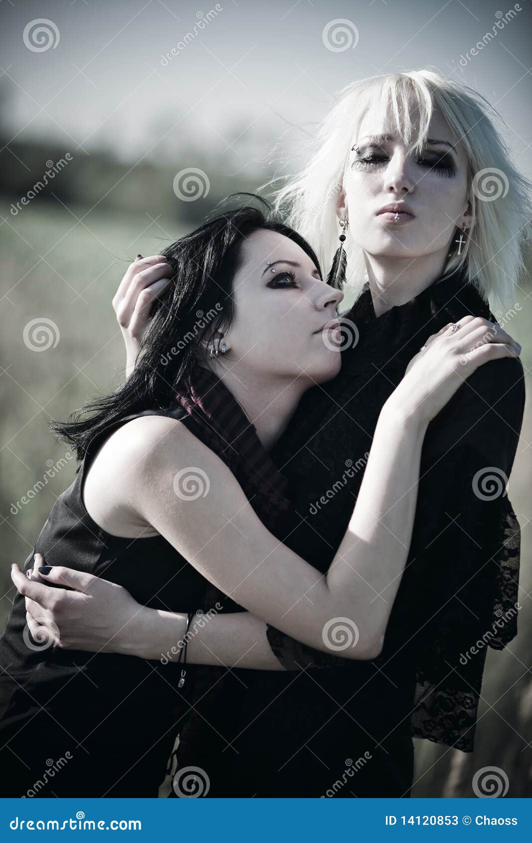 Two goth women portrait stock image. Image of blond, portrait - 14120853