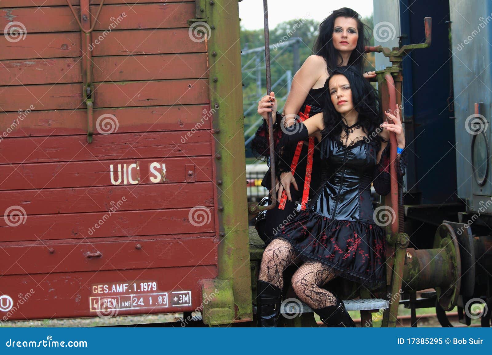 Two Gothic Girls on a Train Street Style Fashion. Editorial Image ...