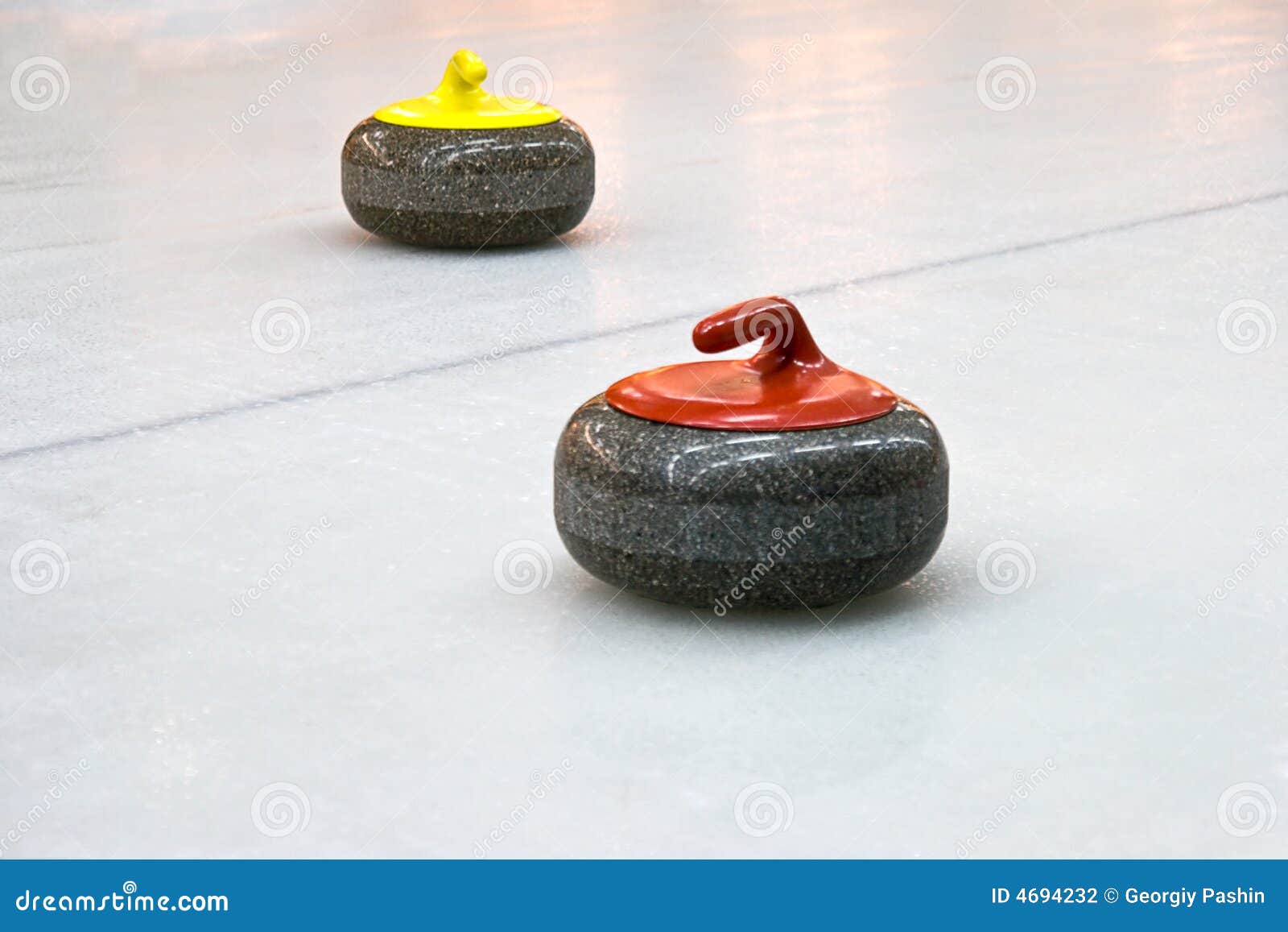 Two Granite Stones for Curling Game on the Ice Stock Photo - Image of ...