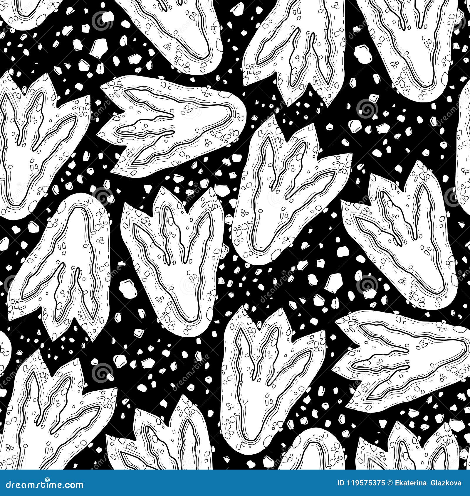 Graphic Dinosaur Footprints Stock Vector - Illustration of endless ...