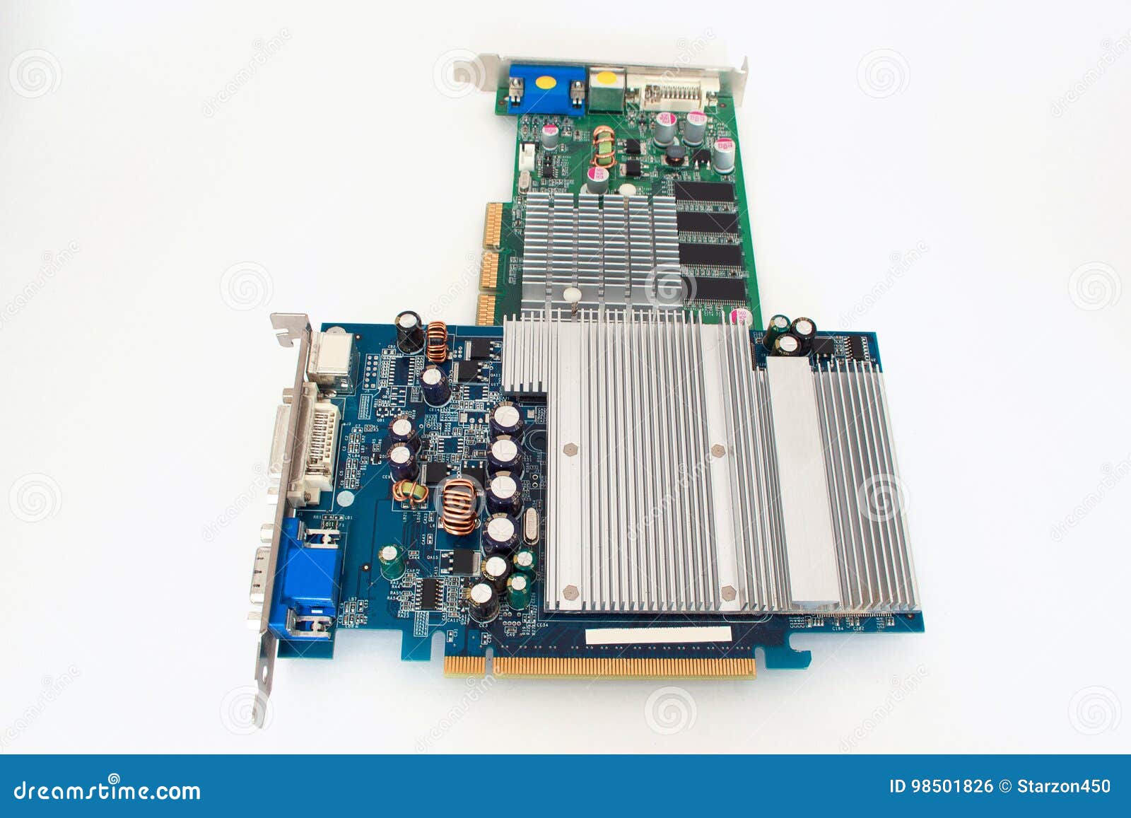 Two Graphics Cards for a Personal Computer. Stock Photo - Image of ...