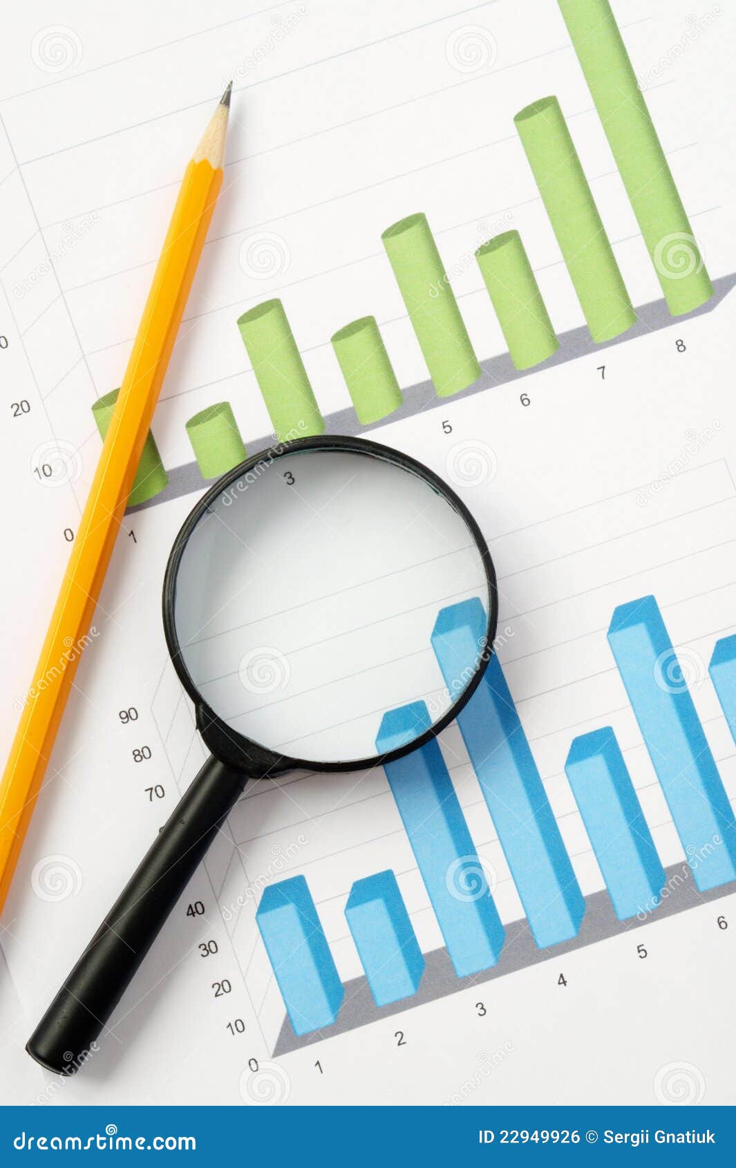 Two Graphs on a Sheet of Paper Stock Photo - Image of pencil, success ...