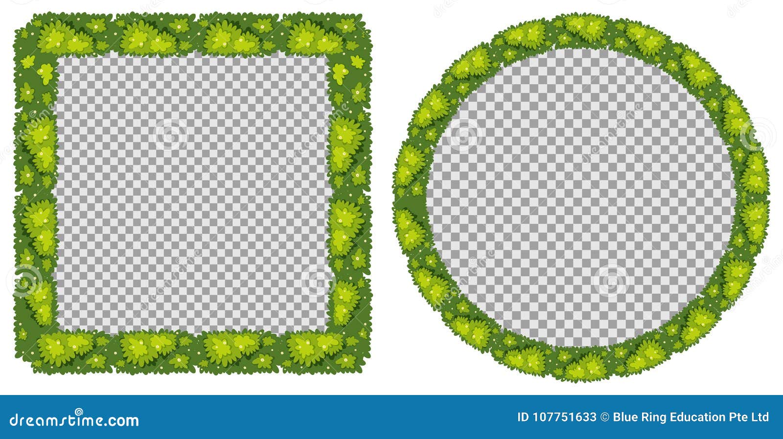 Grass Frames Set In Isolated White Background Cartoon Vector ...