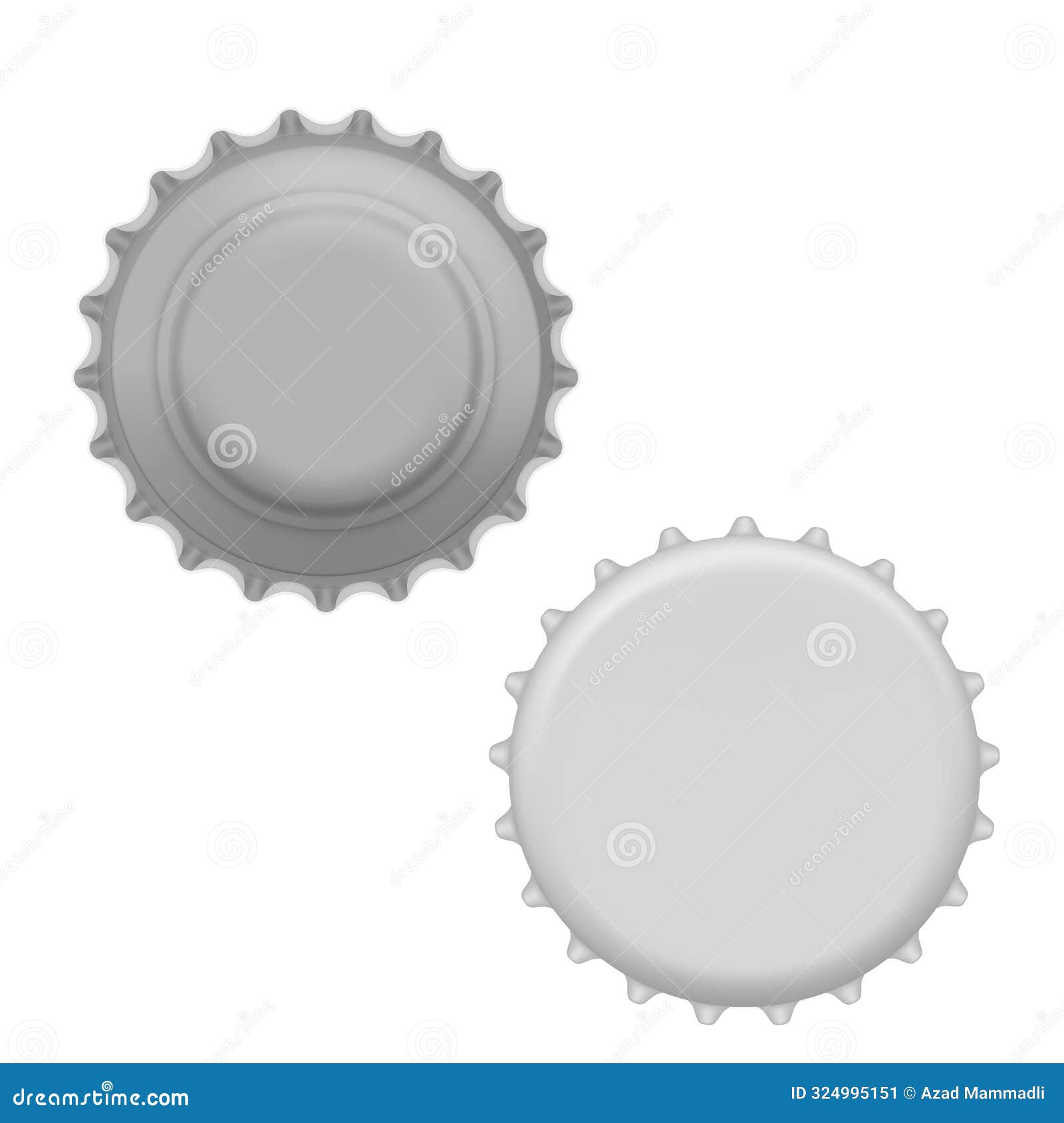 Two Gray Bottle Caps Viewed from Above, Showcasing a Metallic Finish ...