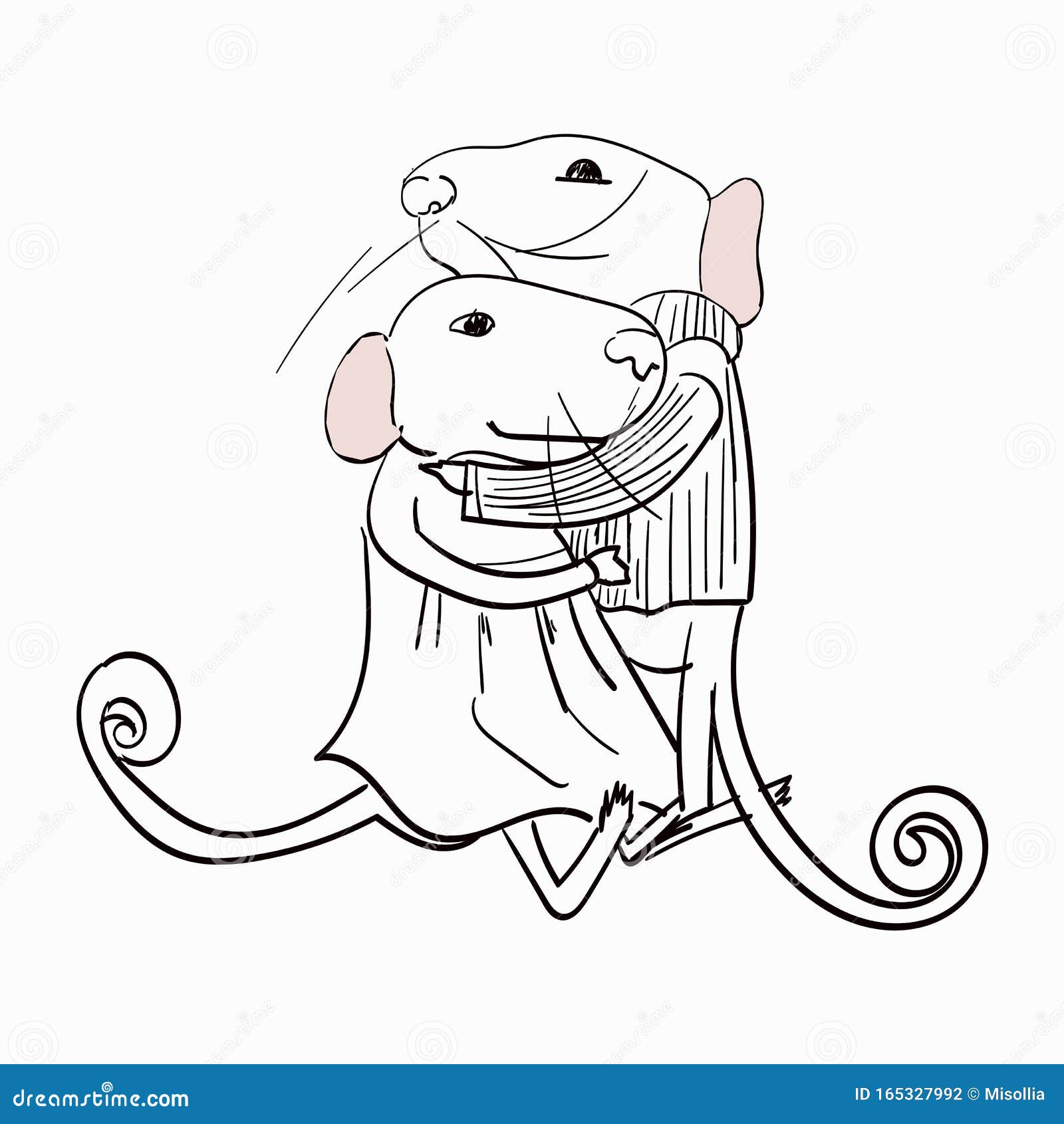 Two Gray Mice Hug Each Other Vector Stock Vector - Illustration of ...