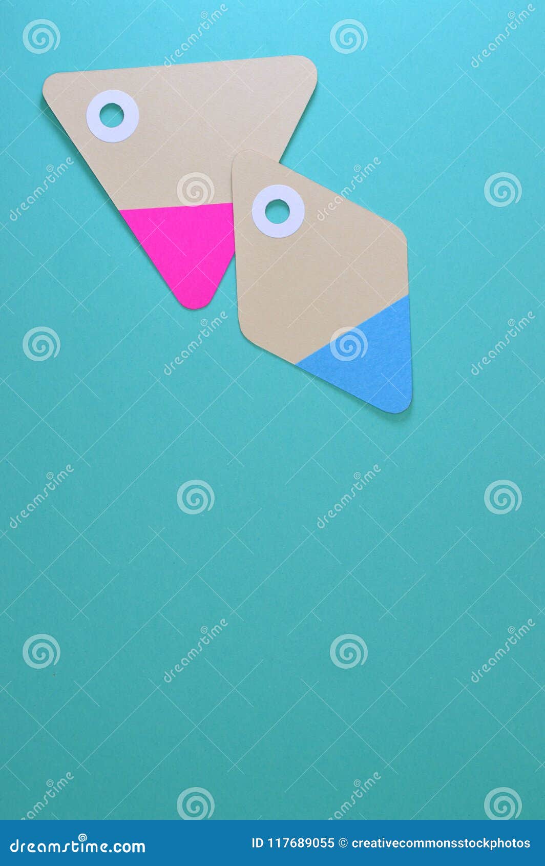 Two Gray, Pink, And Blue Cards Picture. Image: 117689055