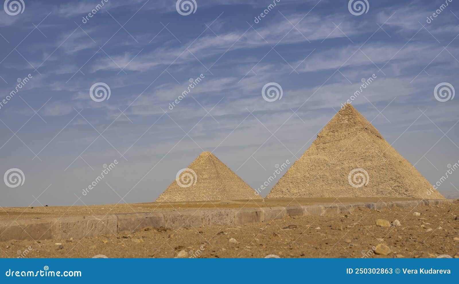 Two Great Pyramids of Cheops and Chephren on a Background of Blue Sky ...