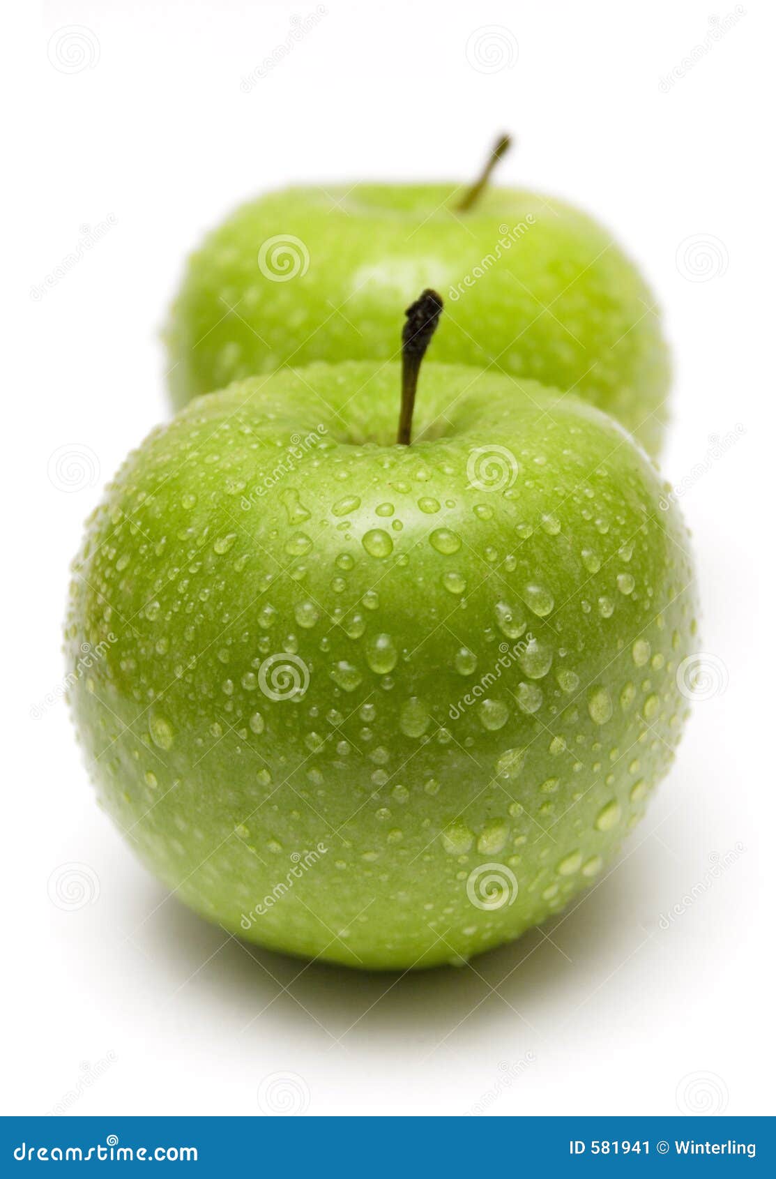 Two Green Apples in a Row stock image. Image of apple, fruit - 581941
