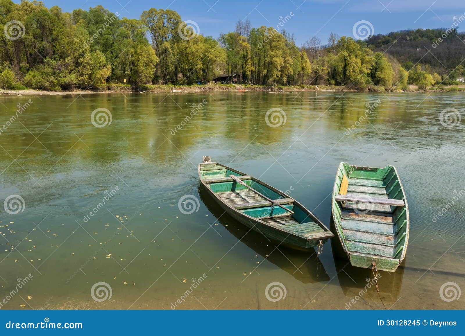 Two Boats on the River Bank Stock Image - Image of boats, lifestyle ...