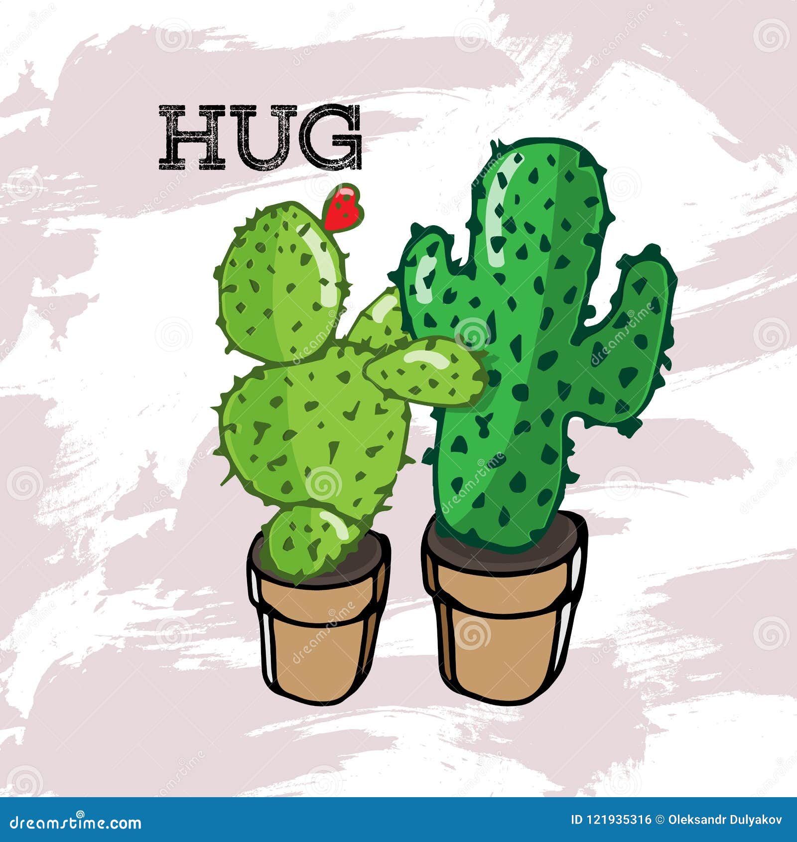 Two Green Cactus Hugging in a Pot Stock Vector - Illustration of ...