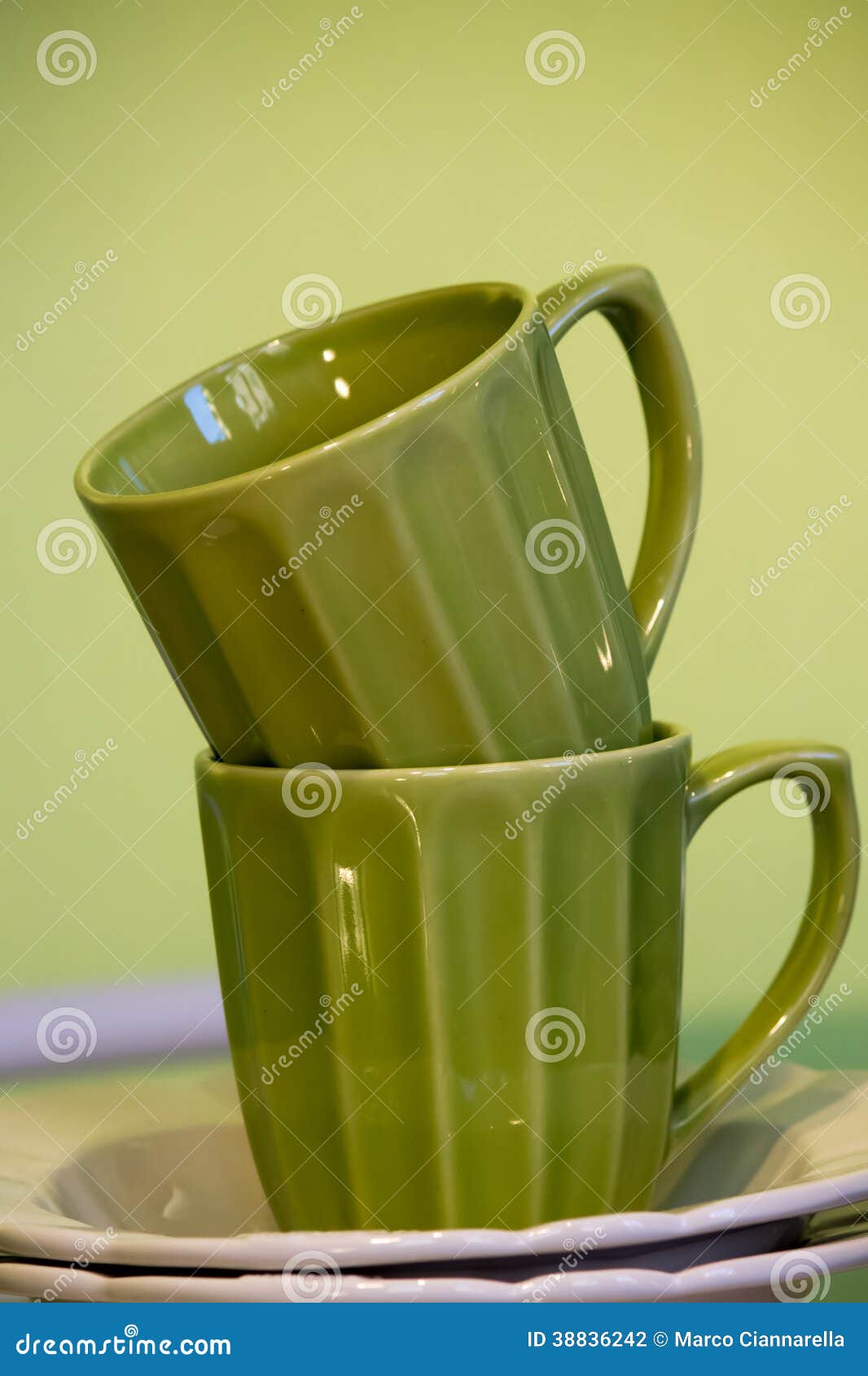 Two green cups stock photo. Image of plate, milk, supplies - 38836242
