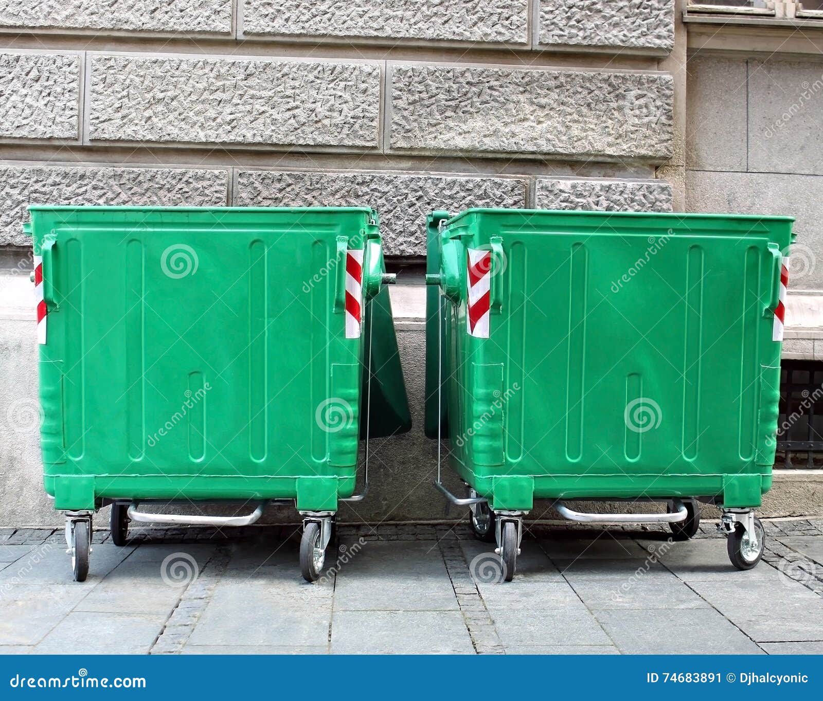 Two green garbage bins stock image. Image of dumpster - 74683891