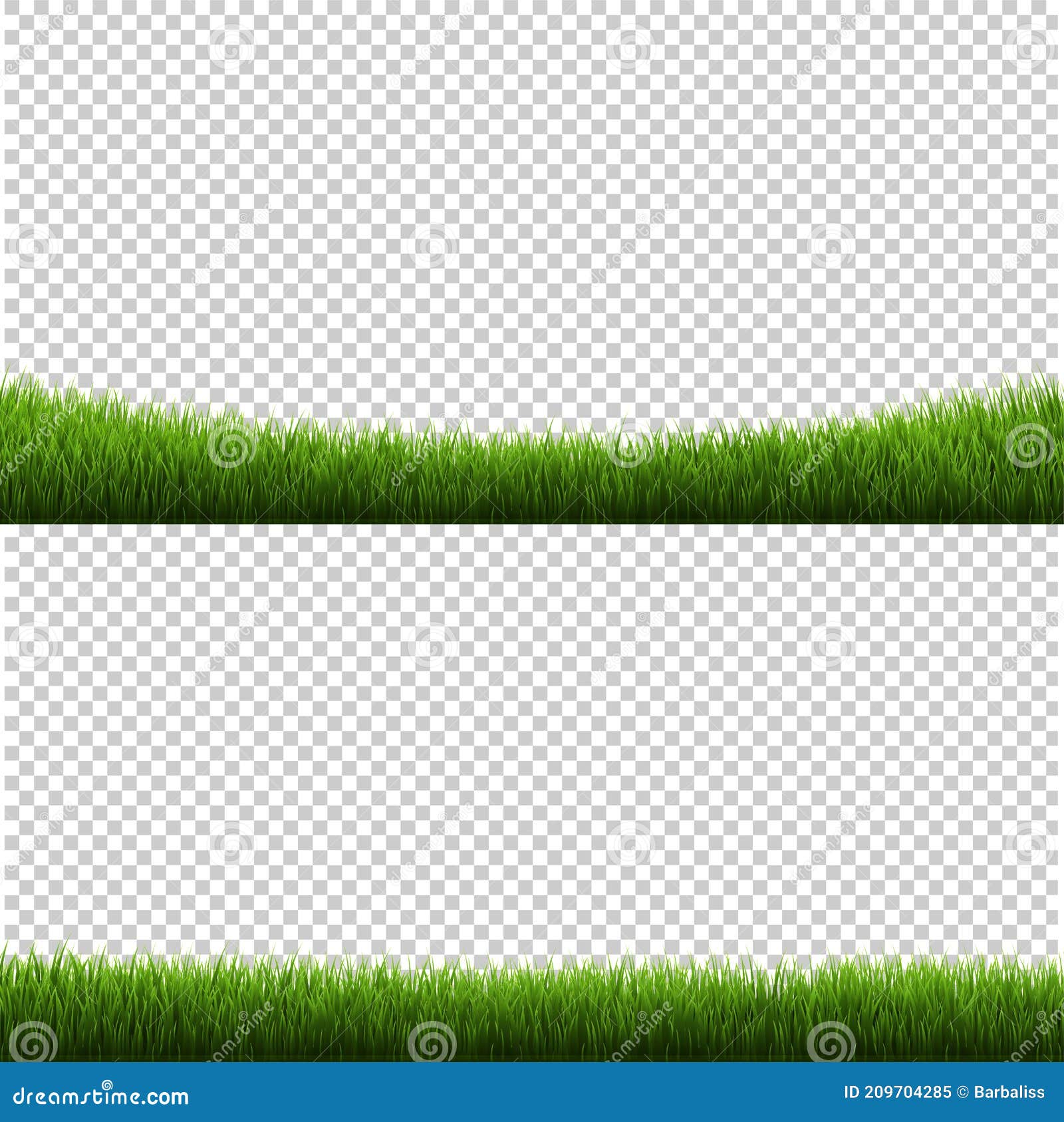Two Green Grass Frames Set Isolated Transparent Background Stock Vector ...