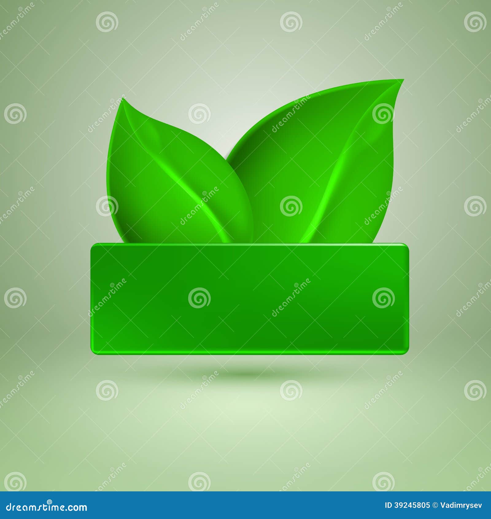 Two Green Leaves. Label with Place for Text Stock Vector - Illustration ...
