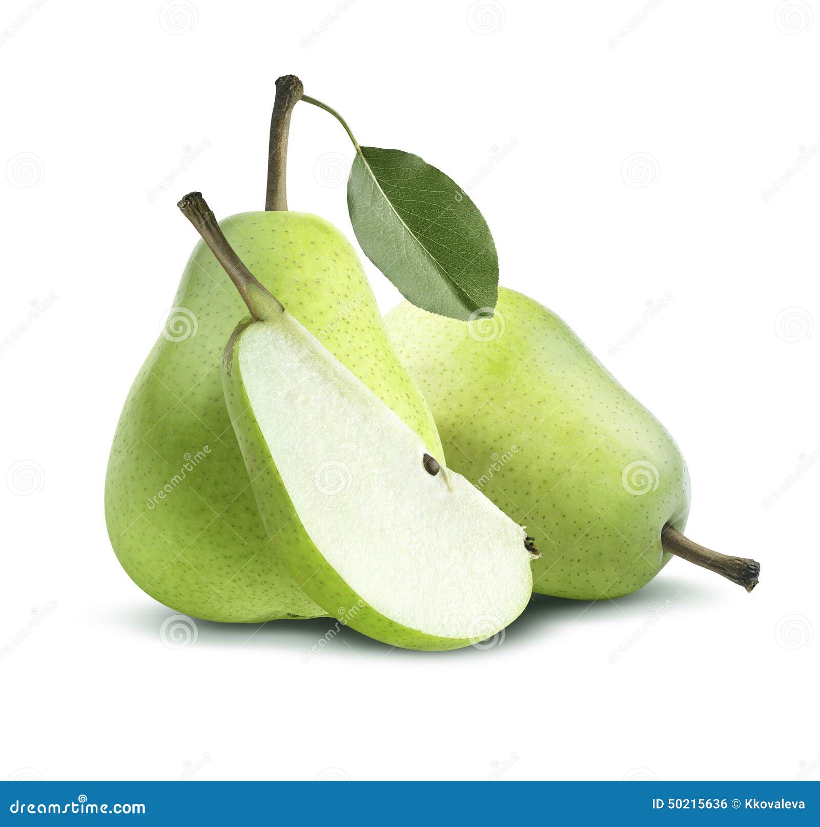 Two Green Pears and Quarter Composition on White Backgr Stock Photo ...