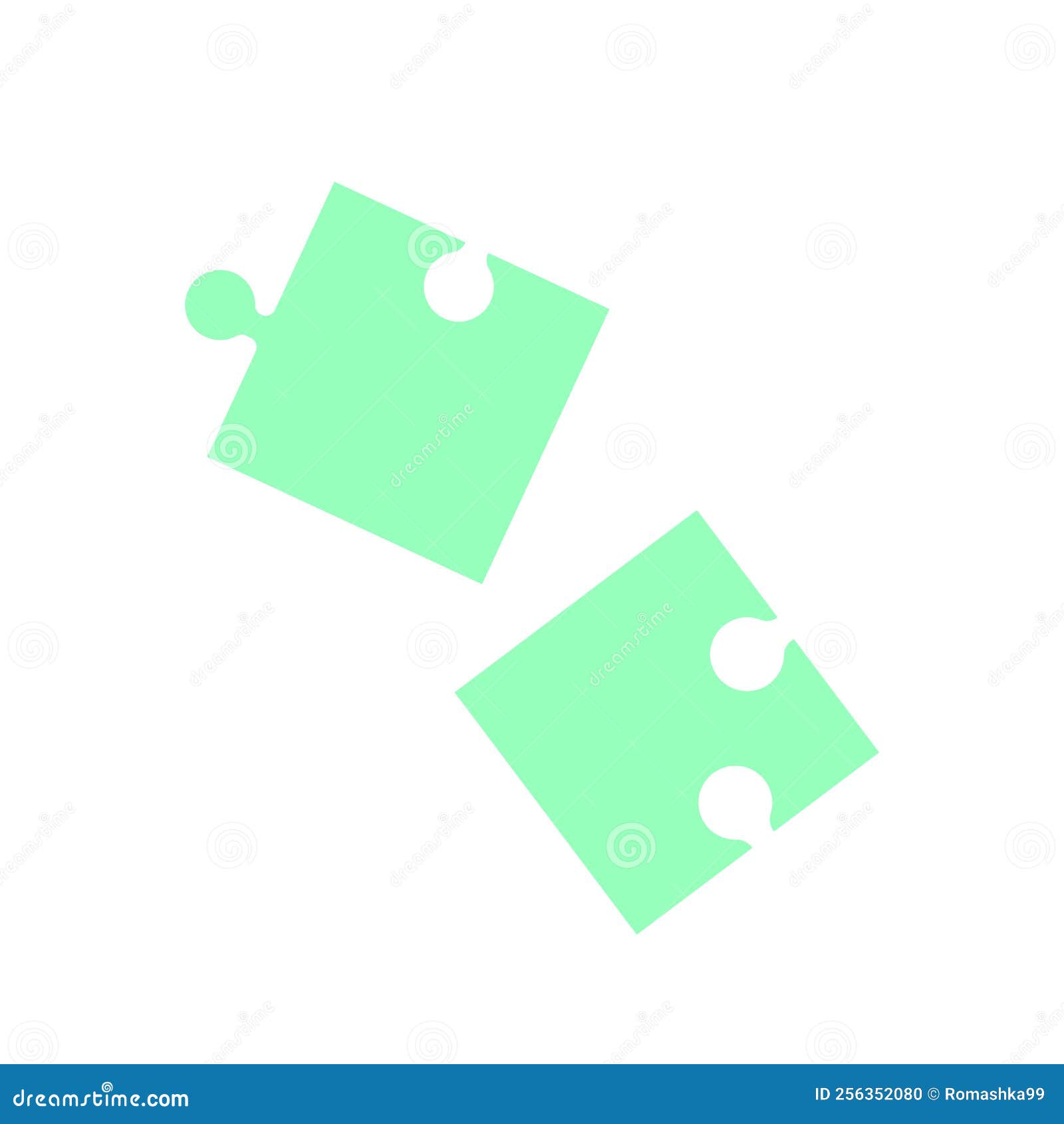 Two Green Puzzle Pieces Icon Isolated on White Background. Solution ...