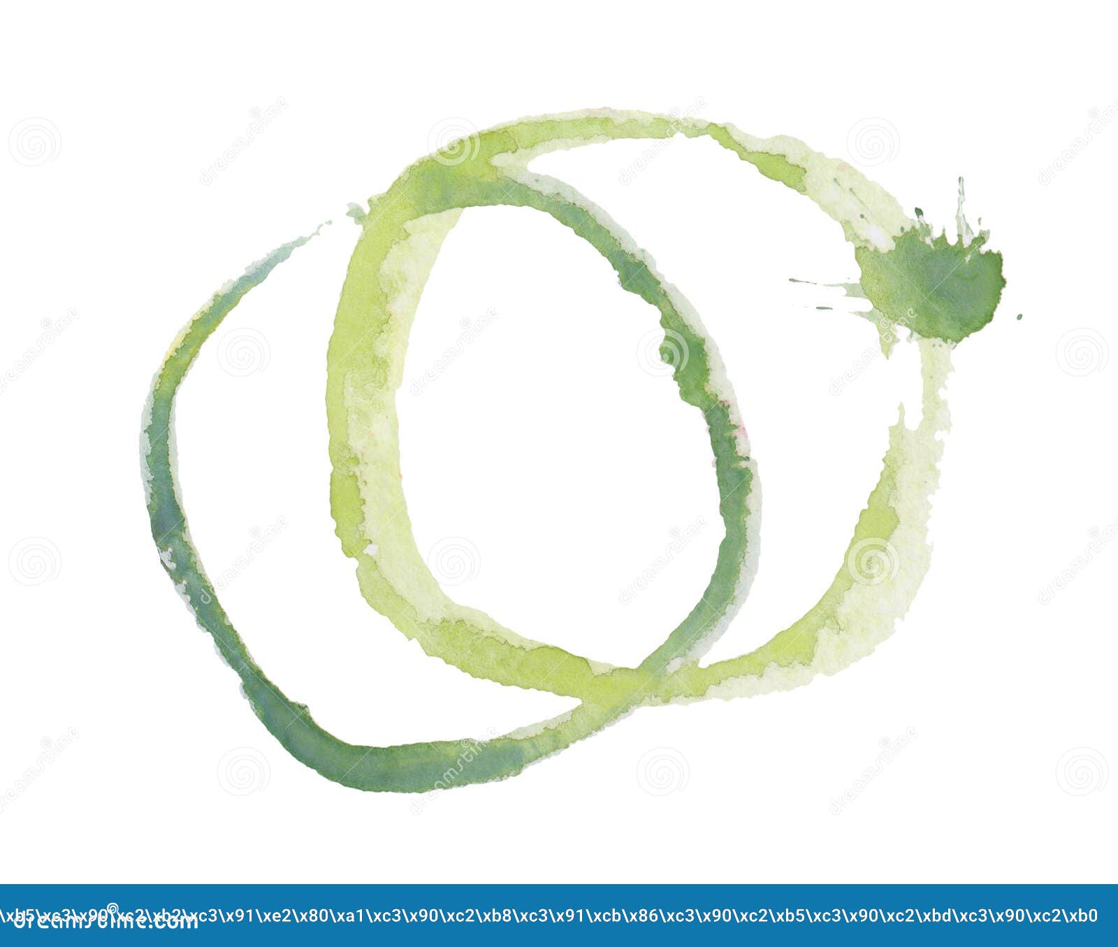 Two Green Round Circle Abstract Watercolor on White Background Stock ...