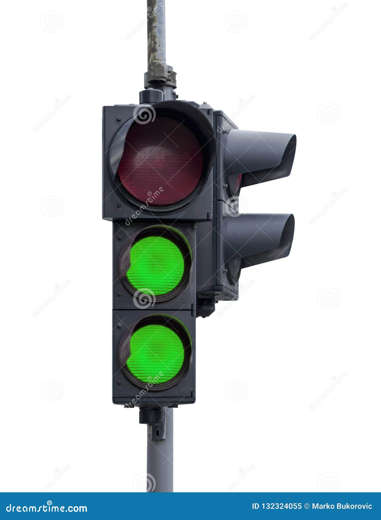 Two Green Semaphore Light Isolated on White Background Stock Image ...