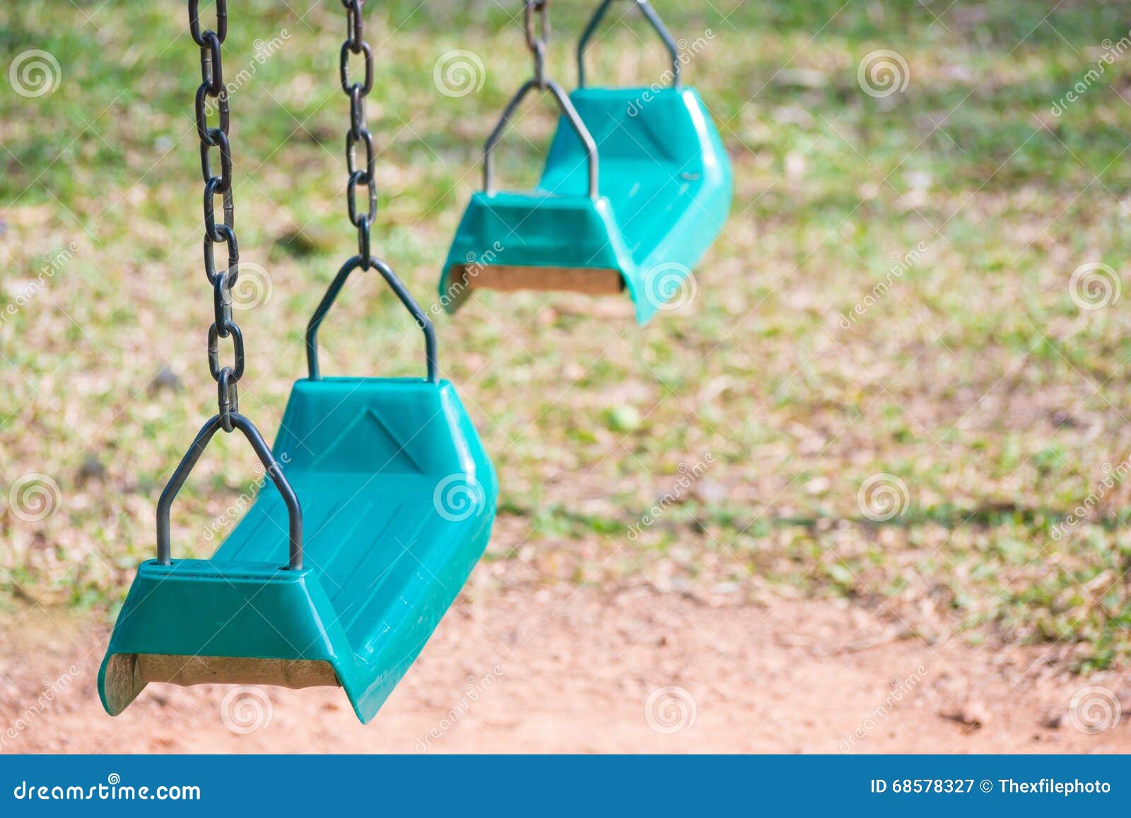 Two Green Swing for Kids Playing Stock Image - Image of empty, color ...