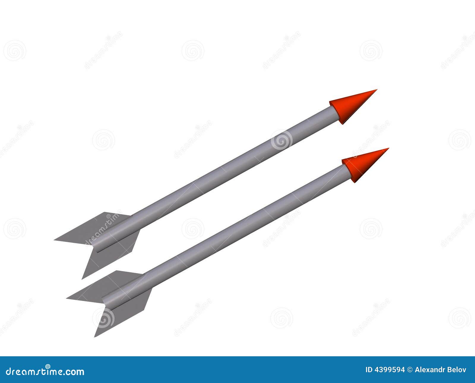 Two Grey Arrows With Red Tips Picture. Image: 4399594