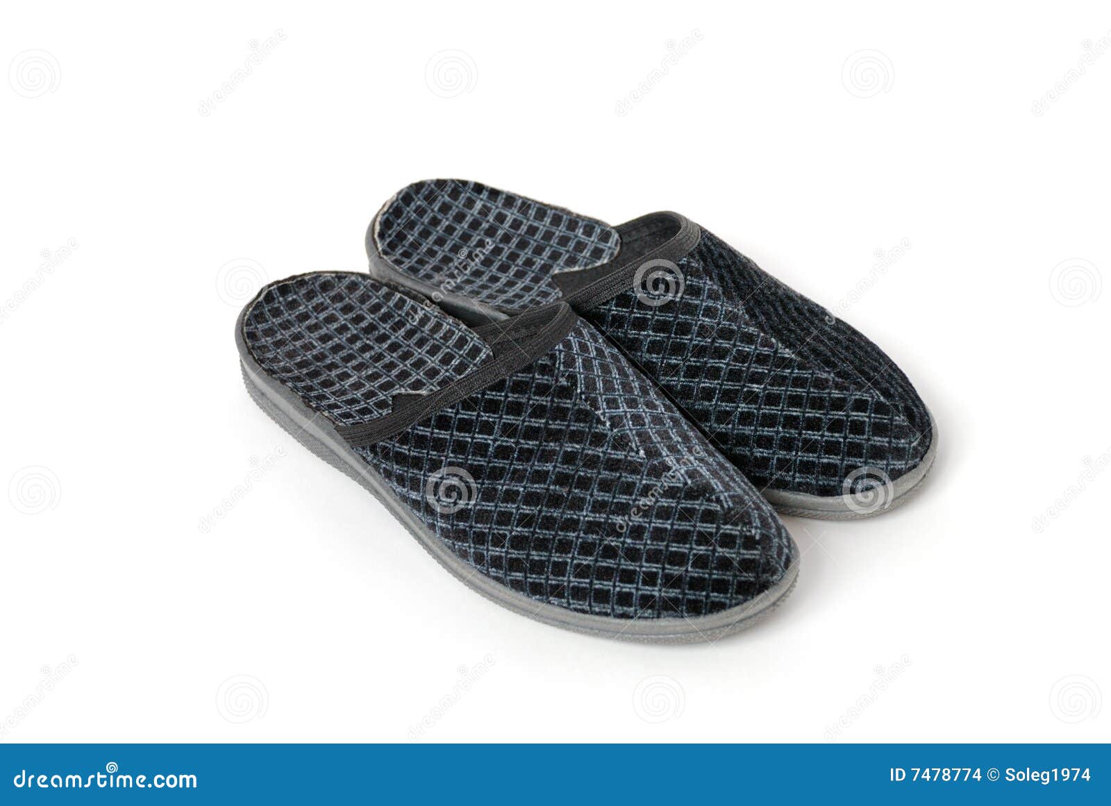 Two Grey Slippers Isolated on White Stock Photo - Image of clothes ...
