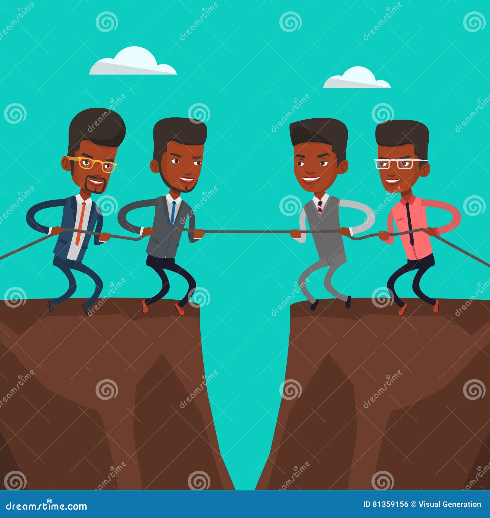 Two Groups of Business People Pulling Rope. Stock Vector - Illustration ...