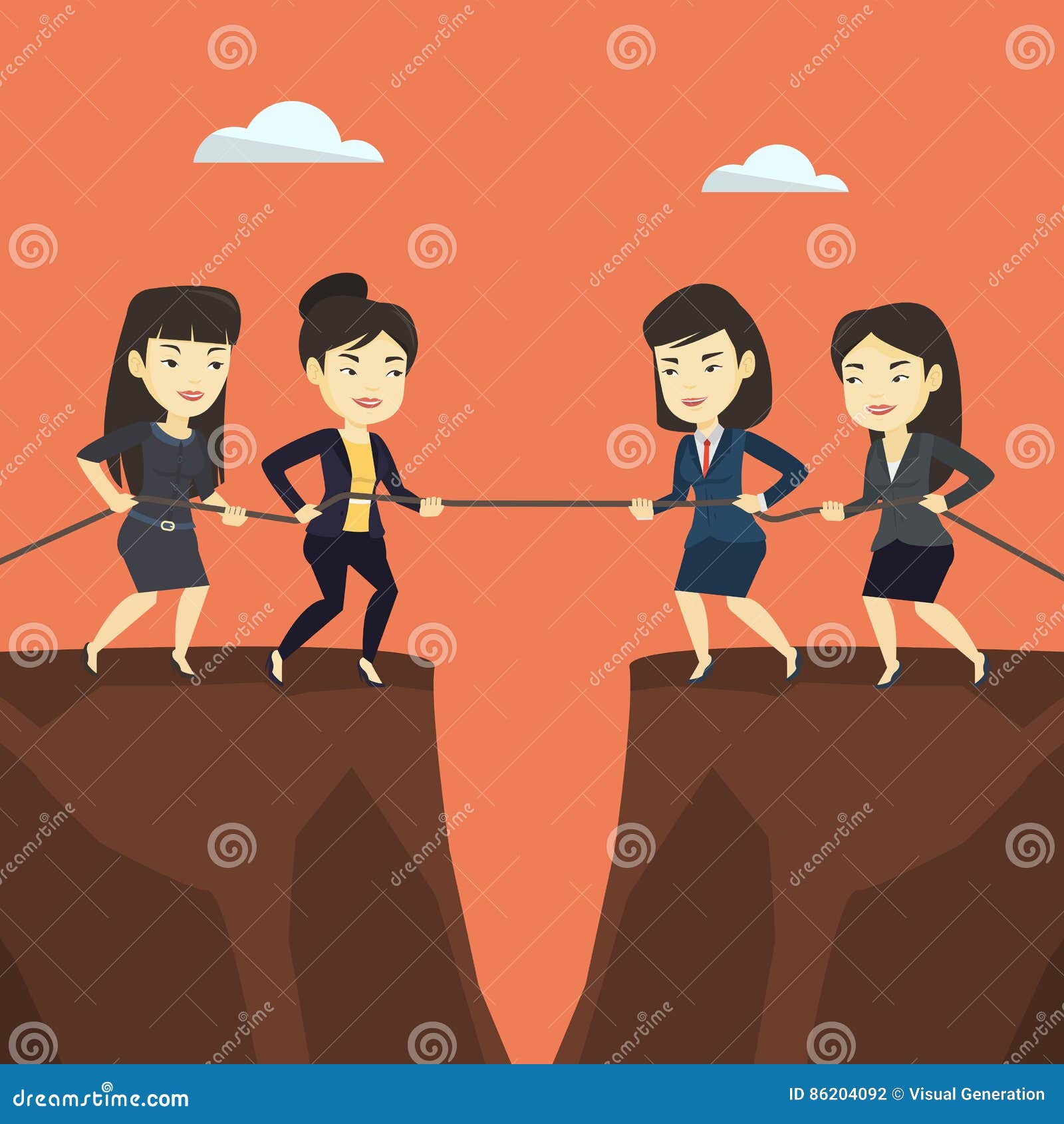 Two Groups of Business People Pulling Rope. Stock Vector - Illustration ...