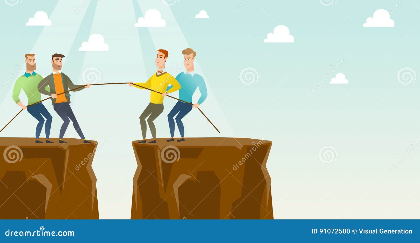 Two Groups of Business People Pulling Rope. Stock Vector - Illustration ...