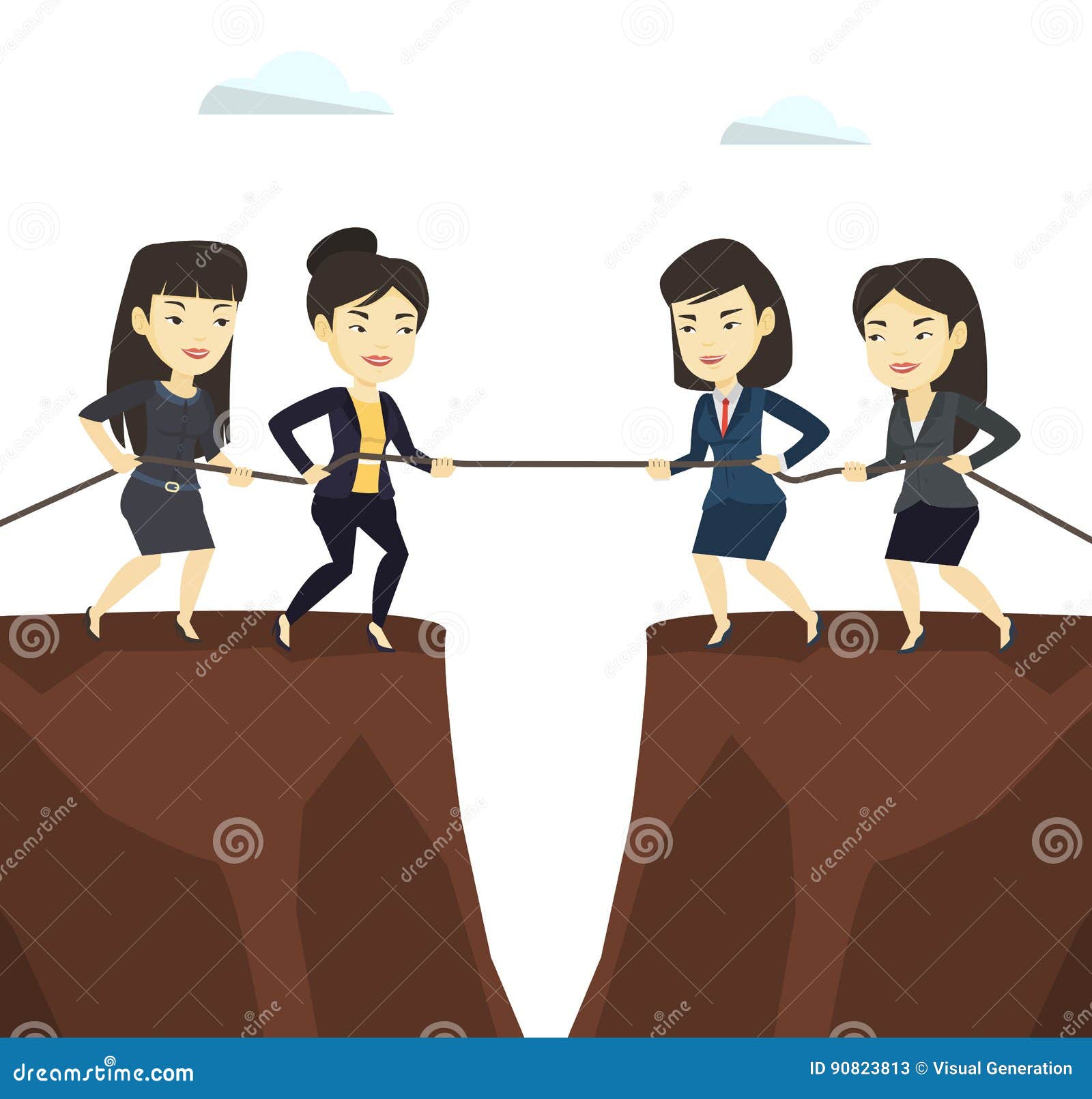 Two Groups of Business People Pulling Rope. Stock Vector - Illustration ...
